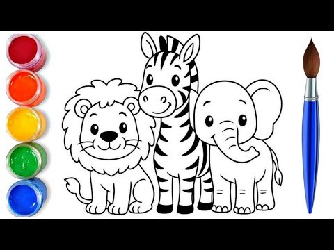 How to draw easy cute lion, zebra, elephant | easy drawing step by step for kids 