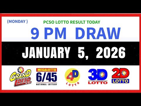 Lotto Result Today 9pm Draw January 5, 2026 PCSO