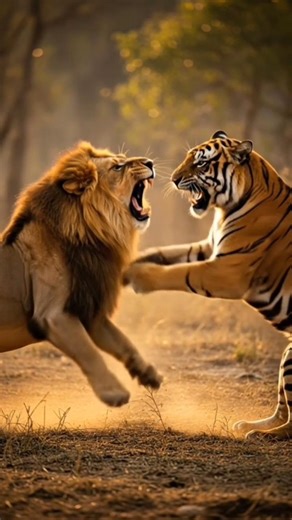 🔥 Lion vs Tiger – The Ultimate Jungle Battle | Ultra HD Wildlife Fight 🐯🦁 #DreamScreenAI #shortvideo