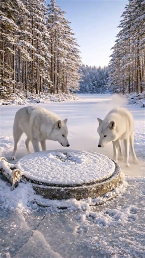 Survival Under the Ice: Woman vs. Hungry Wolves! #survival #wolves
