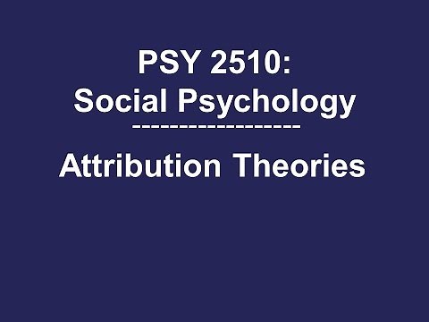 PSY 2510 Social Psychology: Attribution Theories