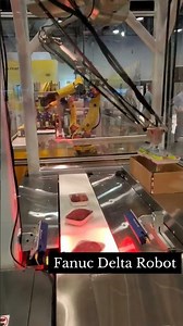 #Fanuc Delta Robot- This robot picks up three packages and packs them at high speeds.