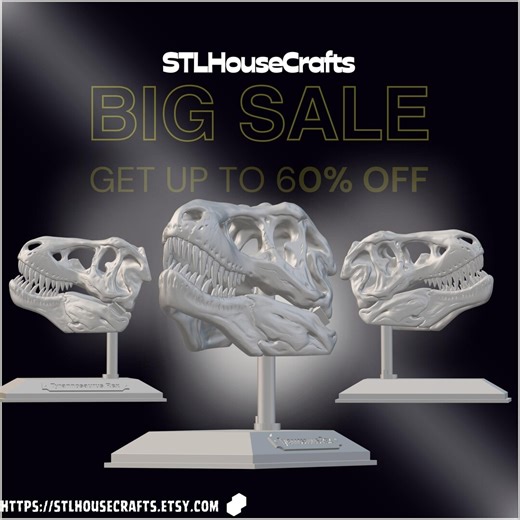 T-rex Dinosaur Skull STL Model: 3D Print Files (digital Download) - Etsy
