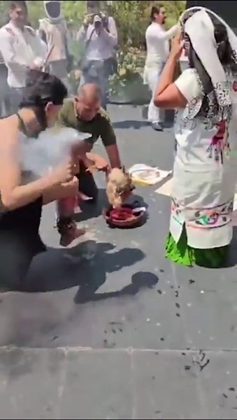 Chicken sacrificed to offer blood to Aztec rain god Tlaloc