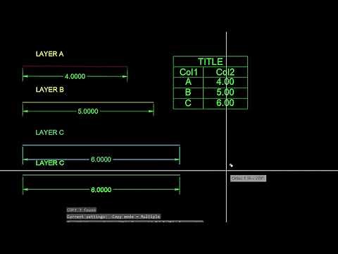 Sum Line Length and arrange in table by layer IN AUTOCAD