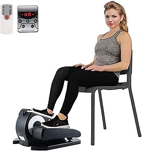 Under Desk Elliptical Training Machine, Compact Seated Mini Cycle Elliptical Machine, Non-Slip Bike Pedal Exerciser with Remote Control and LED Monitor for Home Workout & Office Gym