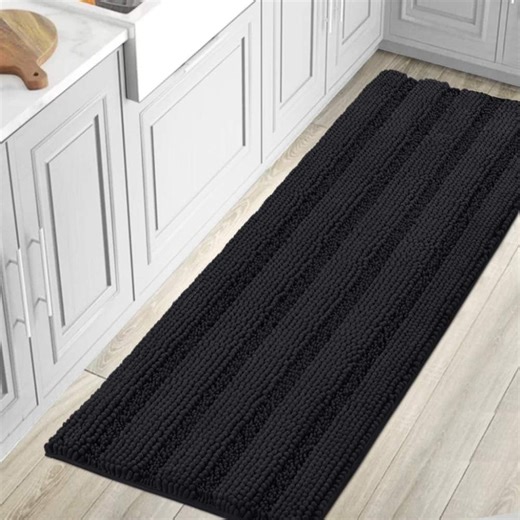 PrimeBeau Chenille Runner Nonslip Washable Absorbent Plush Durable Decorative Striped Shaggy Long Bath Rug, 59" x 20"