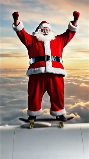 Santa Rides a Skateboard on a Plane!