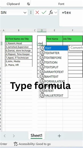 Ms Excel formula for learner#excel#microsoftoffice#computereducation #likeandsubscribe#youtubeshorts