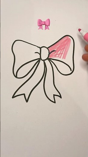 🎀 Coloring a Cute Pink Bow — Draw with Me!