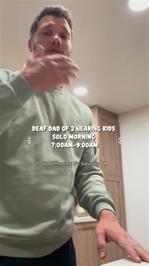 I need a rematch with my wife! This is our Saturday routine. Mom sleeps in and dad takes the routine solo. 🫶🏼 #deafdad #asl #signlanguage #saturdayroutine #dadvlog | Oursignedworld