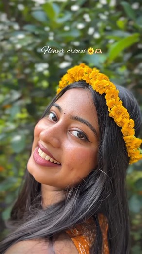 SANJU✨ on Instagram: "Flower girl era 🌼😝 #flower #yellow #crown #yellowflowers #flowercrown #diy #kerala"