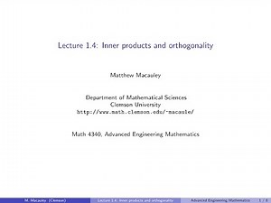 Advanced Engineering Mathematics, Lecture 1.4: Inner products and orthogonality