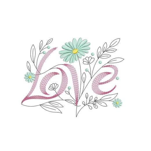 Love Daisy Valentines Embroidery Design - Dst Download - Embroidery File - Etsy