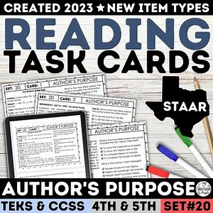 STAAR Author's Purpose Quiz & Task Cards Author's Message Opinion Point of View