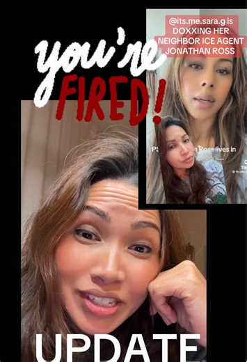 Update Sara Larson has been fired! The woman, identified as Sara Larson , posted a video revealing that ICE Agent Jonathan Ross (involved in the fatal shooting of Renee Nicole Good in Minneapolis on January 7, 2026) lived on her street, effectively doxxing his address while also inadvertently exposing her own. She claims it was harmless but has since been fired from her job at a local nonprofit organization and has filed police reports over alleged online threats she's received in response. The 