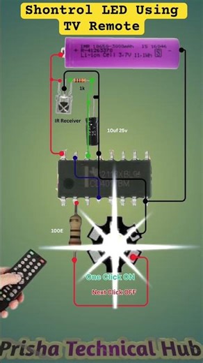 Control LED with TV Remote Using CD4017! IR Remote Controlled LED circuit#shorts #diy #circuit