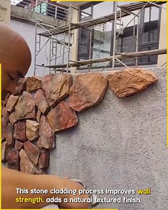 Natural Stone Wall Cladding By Hand. #stonecladding #wallfinishing | Fun club