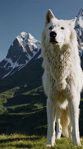 Majestic White Wolf in Stunning Mountain Valley