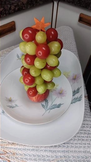 Creative Grocery design(apple,carrot,grape and tomatoes). #christmas #trends #cooking #foodie#fruit