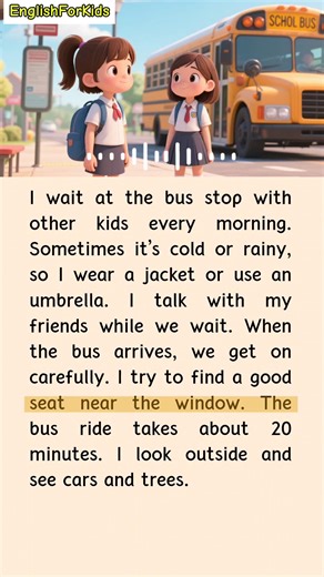 Going to school by bus | English learning For Kids 📖🗣 #speakenglish #English #learnenglish | English for kids
