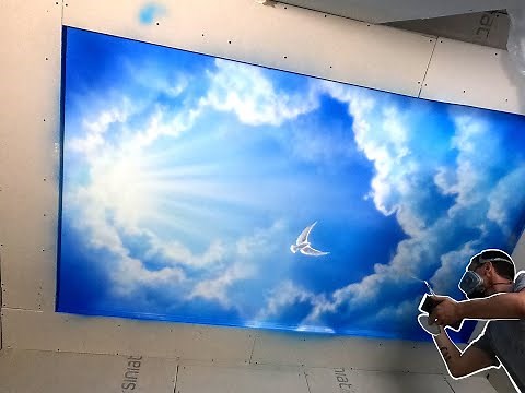 How to paint clouds acrylic easy ceiling mural