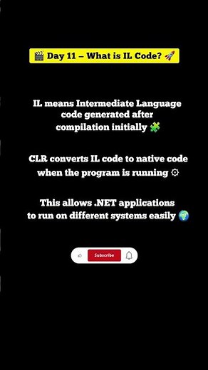Question 11: What is IL Code? 🚀 .net interview questions shorts #youtubeshorts #shorts