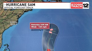 Here's the latest forecasted track of Hurricane Sam. Stay updated by clicking on http://wcti12.com/weather/maps?utm_source=facebook.com&utm_medium=social&utm_campaign=socsyntes and looking in the HURRICANE SEASON 2021 section. #ecarwx | WCTI News 12