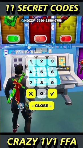 11 SECRET CODES IN CRAZY 1V1 FFA ALL GUNS AND RIDES-FORTNITE CREATIVE