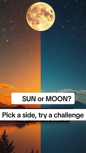 Are you the Sun or the Moon? Pick a team and learn real sky facts. Sun: white in space, 8 minute light time, safe viewing only. Moon: phases are geometry, terminator shows craters. Do the challenge tonight. #SunOrMoon #Space #Astronomy #sciencetok #creatorsearchinsights