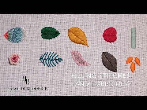 Hand Embroidery for Beginners - 10 Basic filling stitches- Leaves