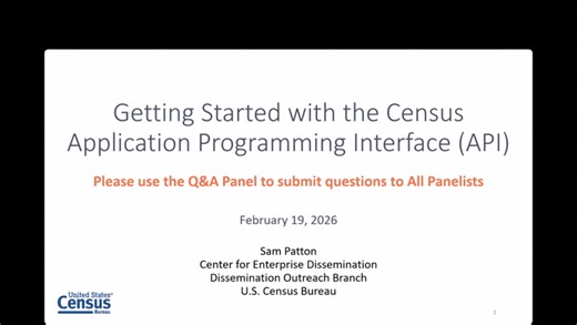 U.S. Census Bureau - Getting Started with the Census API (YouTube)