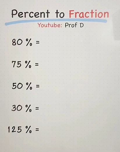 Converting Percent into Fraction! 💯 | Prof D