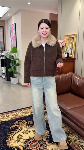 【冬日暖绒】秋冬毛领保暖厚款韩系一体毛毛外套女 米白(毛领不可拆卸) XL 125-135斤【衣长56CM】)