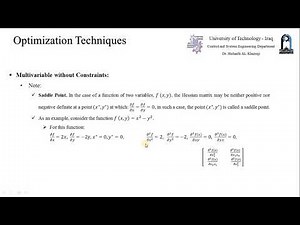 Optimization 4Th Stage Lecture04 Multivariable without Constraints - اساليب البحث عن الامثلية