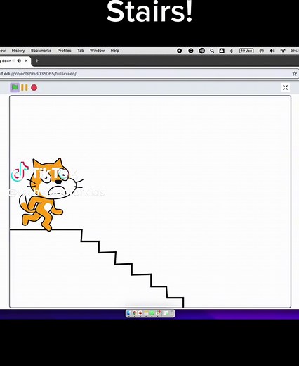 Scratch Cat Falls Down the Stairs. #scratch #scratchcoding #codingforchildren #codingforkids #fyp #scratch