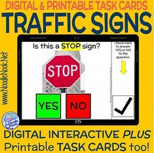 Traffic Signs DIGITAL & PRINTABLE Yes-No Task Cards (DISTANCE LEARNING)