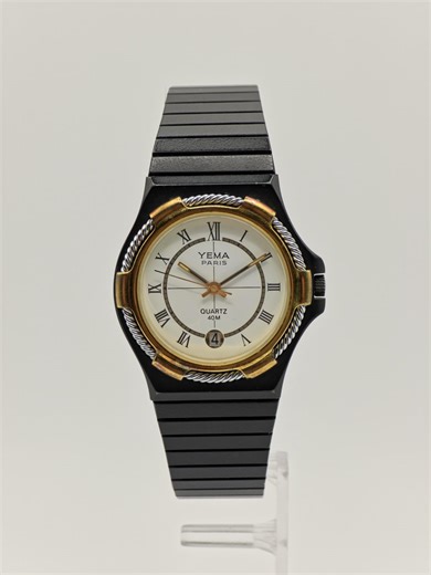 Vintage Yema Paris Watch | Black & Gold Tone, Oval Dial, Rope Bezel - Etsy Canada