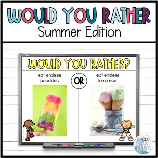 Summer End of Year Would You Rather Questions & Slides Movement Break