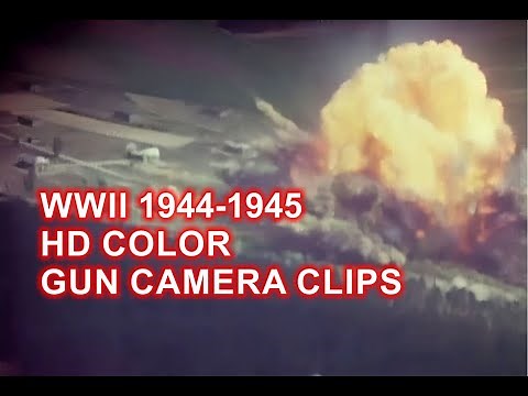 GUN CAMERA COMPILATION IN HD COLOR - P-47 FIGHTERS STRAFING GERMANY 1944-1945 [ WWII DOCUMENTARY ]