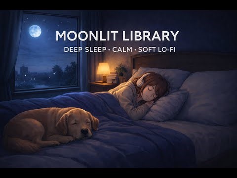 Moonlit Library — 10 Hours Deep Sleep Lo-Fi Music for an 8-Hour Night | Calm, Cozy, Focused Rest