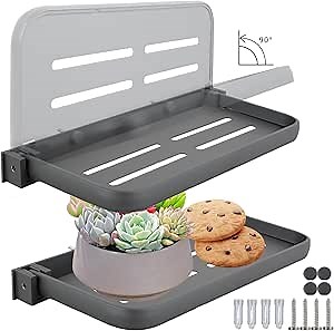 2Pcs RV Aluminum Foldable Shelf, Wall-Mounted Foldable Shelf, Easy to Install RV Drop Down Shelf, Small Folding Floating Shelves, RV Fold-Down Storage Panel for RV Camper