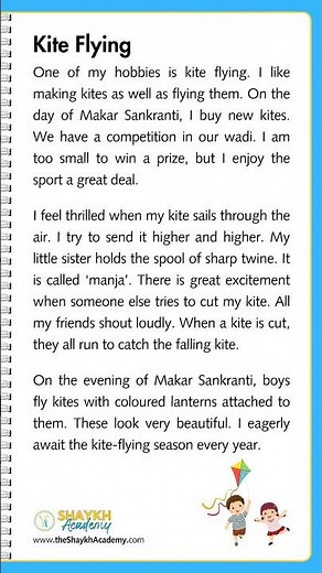 📝 Write an Easy Essay on Kite-Flying (Makar Sankranti) 🪁 | English Essay Writing for 5 to 7 Students