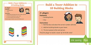 Build a Tower Addition to 10 Building Blocks Game