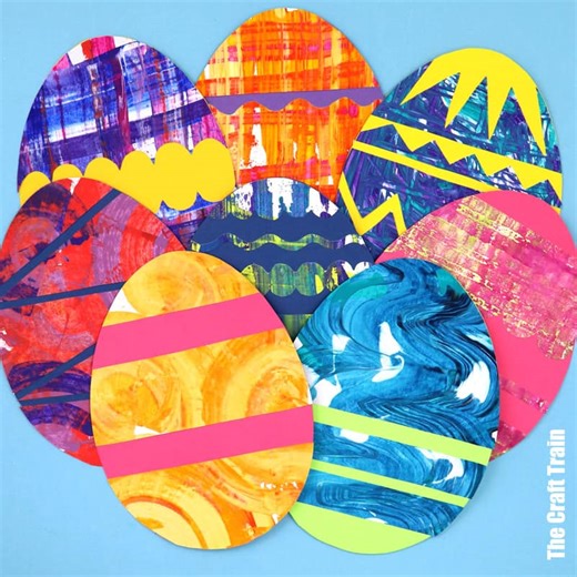 7.7K views · 37 reactions | Arty eggs for Easter! These make great Easter wall art and are lots of fun to make. We've used our freebie egg templates to make them. More details on our website here: https://www.thecrafttrain.com/process-art-easter-eggs/ | The Craft Train | Facebook