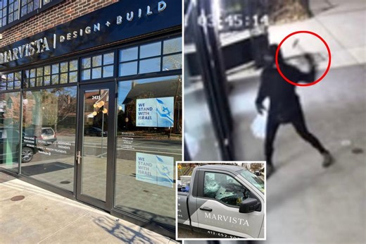Horrific video shows hammer-wielding woman smash shop window with pro-Israel sign in Pittsburgh