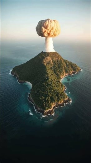 ☢️ Nuclear Bomb Obliterates Island — Aerial View of Massive Atomic Explosion