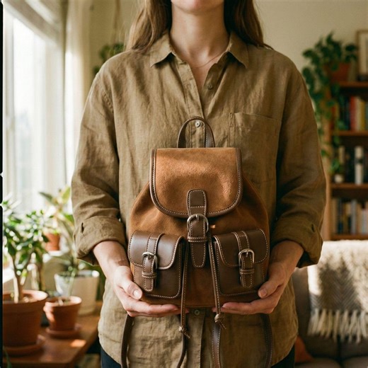 Personalized Retro Suede Backpack - Etsy