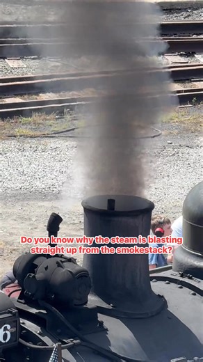Do you know why the steam is blasting straight up from the smokestack? #SteamLocomotive #SafetyValve #Steamtown #Scranton #TrainLovers #Railfans #SteamPower #Locomotive #RailroadHistory | Train Lovers