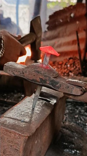 Watch traditional technique Nail making #blacksmithing #youtubeshort